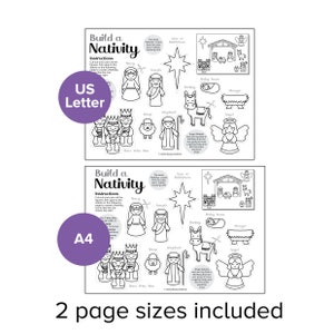 Christmas Nativity Cut & Paste Craft, Kids Colour and Build Xmas Jesus ...