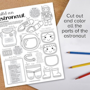 Astronaut Cut & Paste Craft, Color and Build Spaceman Puppet, Kids ...