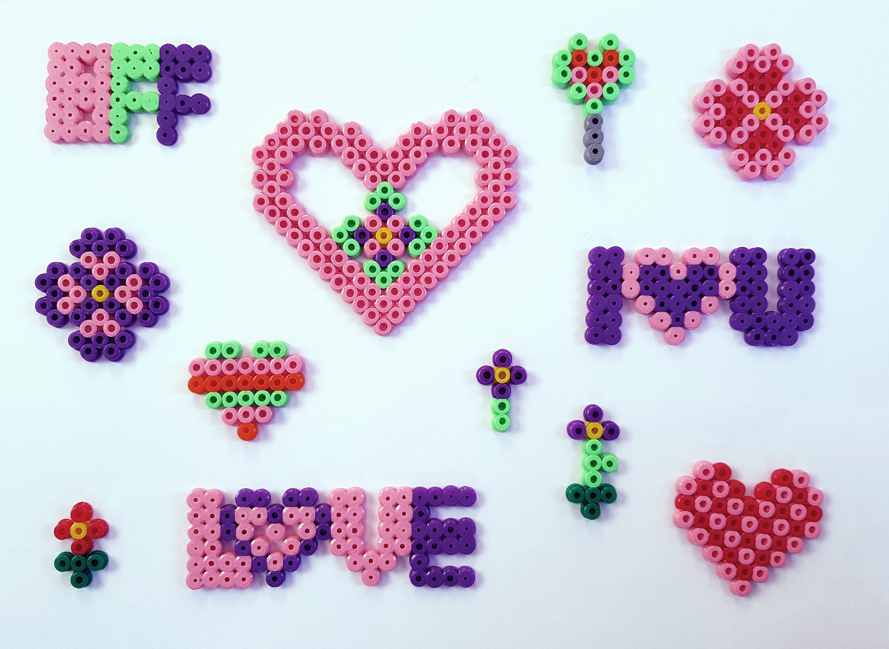 Valentine's Fuse Bead Template, Best Friend BFF Love Craft Gift, Hearts ...