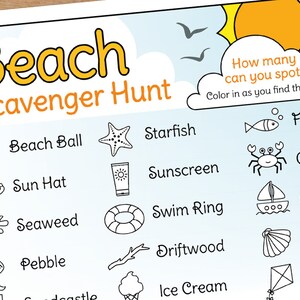 Beach Scavenger Hunt, Kids Summer Spot & Color Holiday Treasure Trail ...