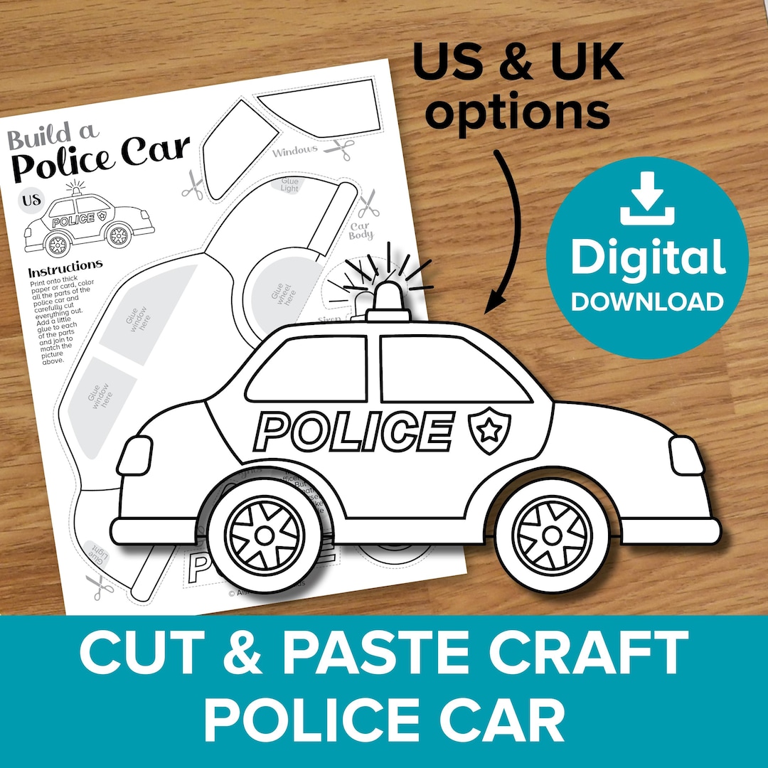 Build a Police Car Cut & Paste Craft, Emergency Service Vehicle ...