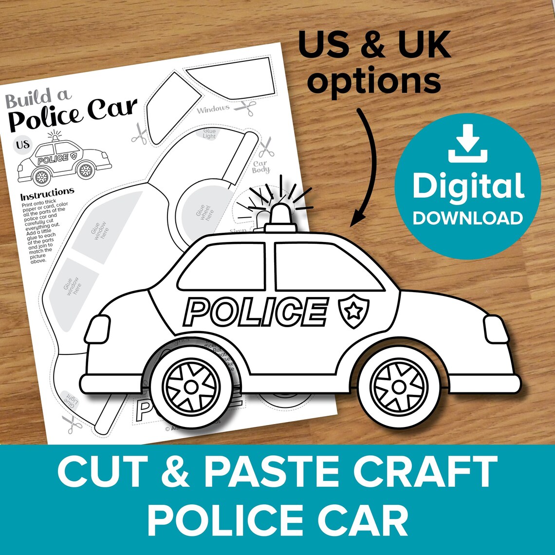 Build a Police Car Cut & Paste Craft, Emergency Service Vehicle ...