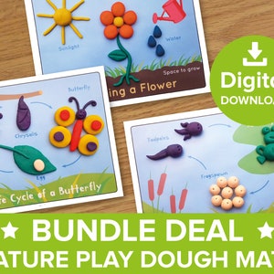 Nature Play Dough Mat Bundle Kids Life Cycle Playdoh - Etsy