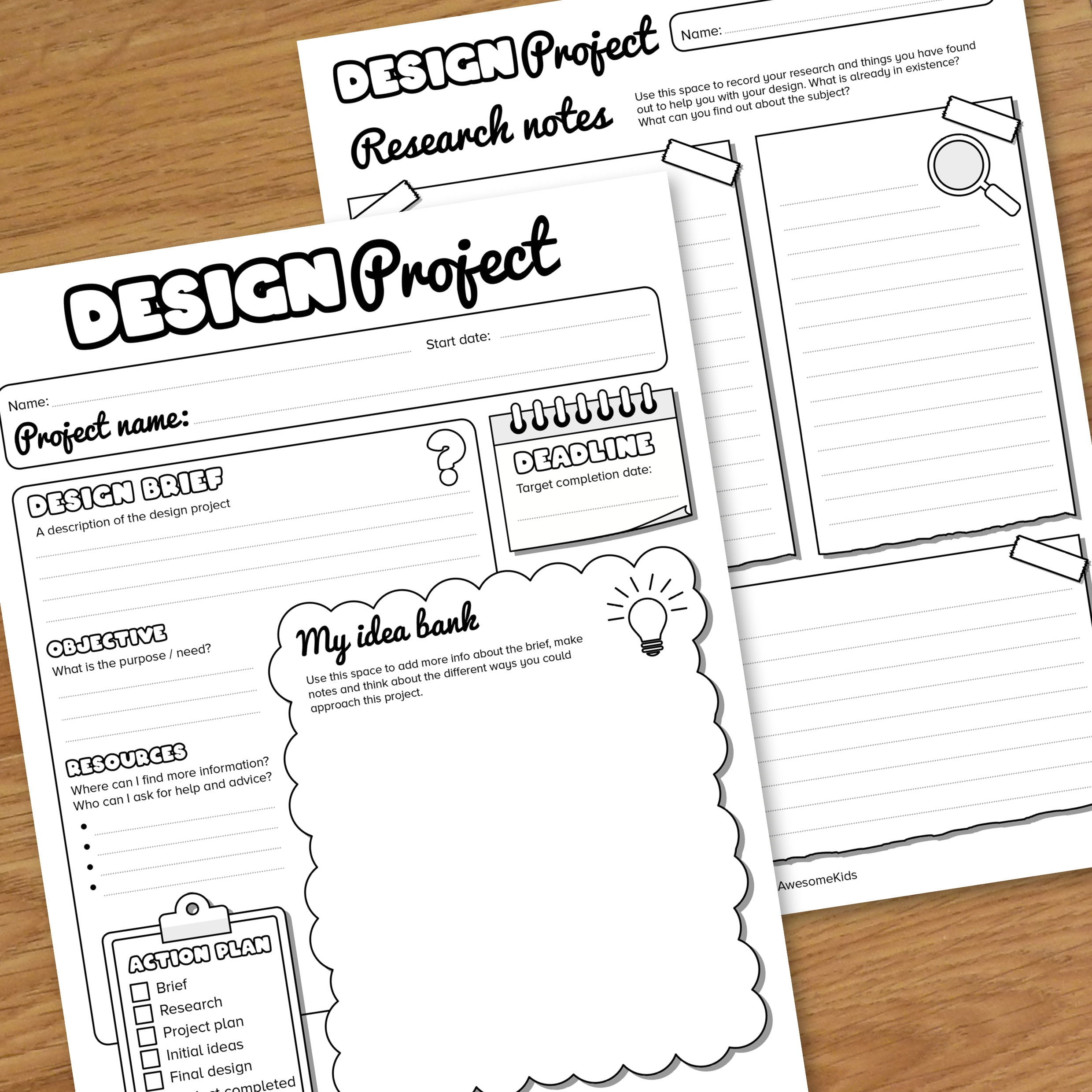 Design Project Planning Worksheets, Kids STEM 3D Craft Art Planner ...