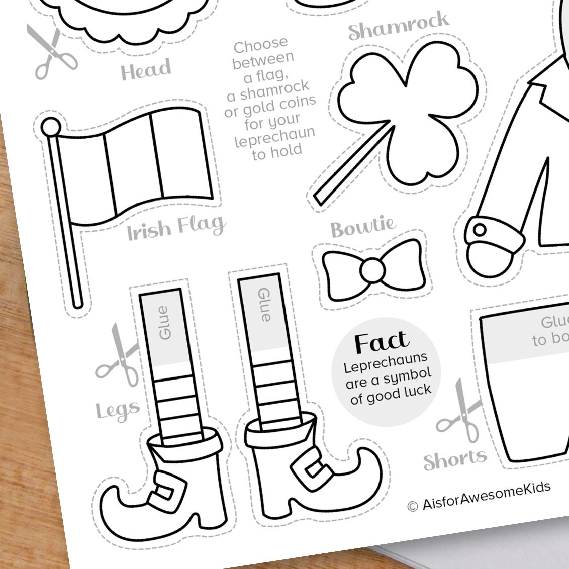 Leprechaun Cut & Paste Craft, St Patrick's Day Irish Sprite Paper Doll ...