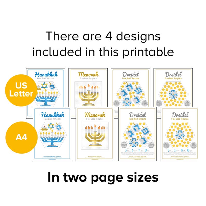 Hanukkah Fuse Bead Template Bundle, Jewish Festival Celebration Hama ...