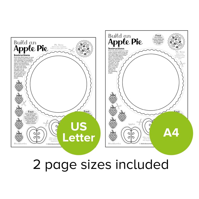 Build an Apple Pie Cut & Paste Craft, Fall Dessert Coloring Page ...