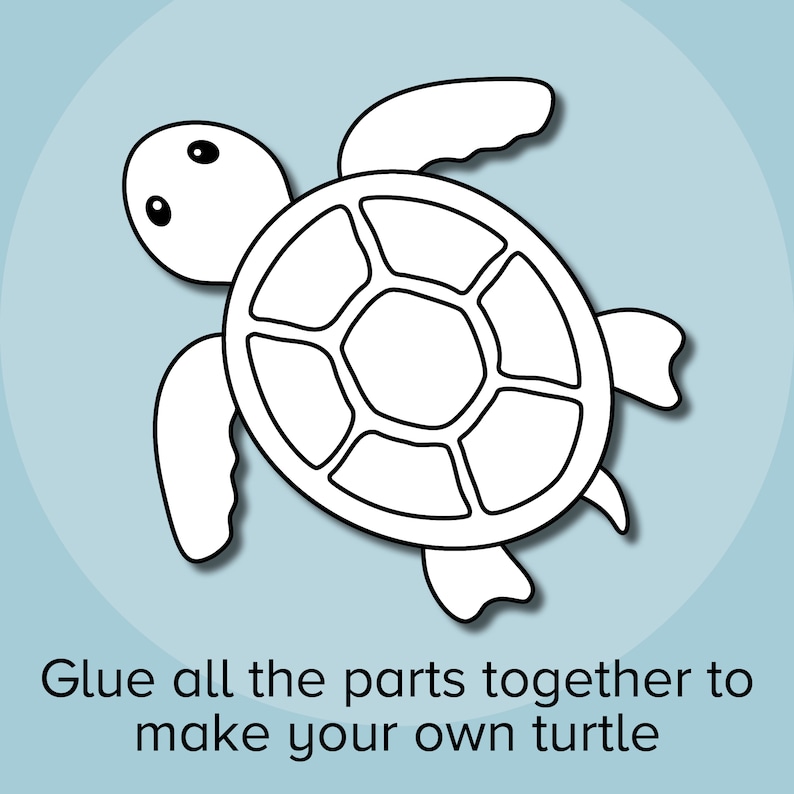 Turtle Cut & Paste Craft Printable, Spring Color and Build Art Kit ...