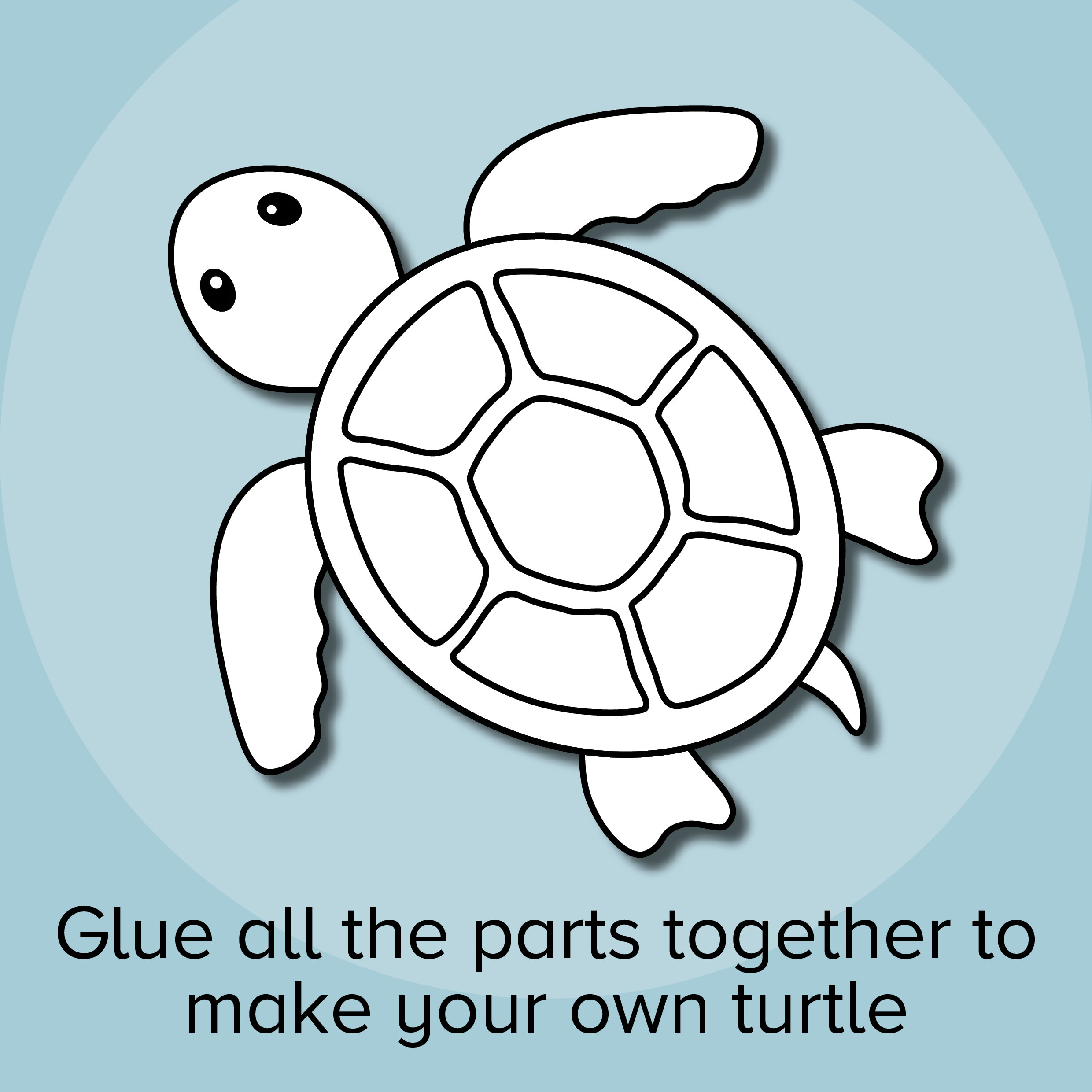 Turtle Cut & Paste Craft Printable, Spring Color and Build Art Kit ...