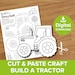 Tractor Cut & Paste Craft Printable, Spring Farmyard Vehicle Color and ...