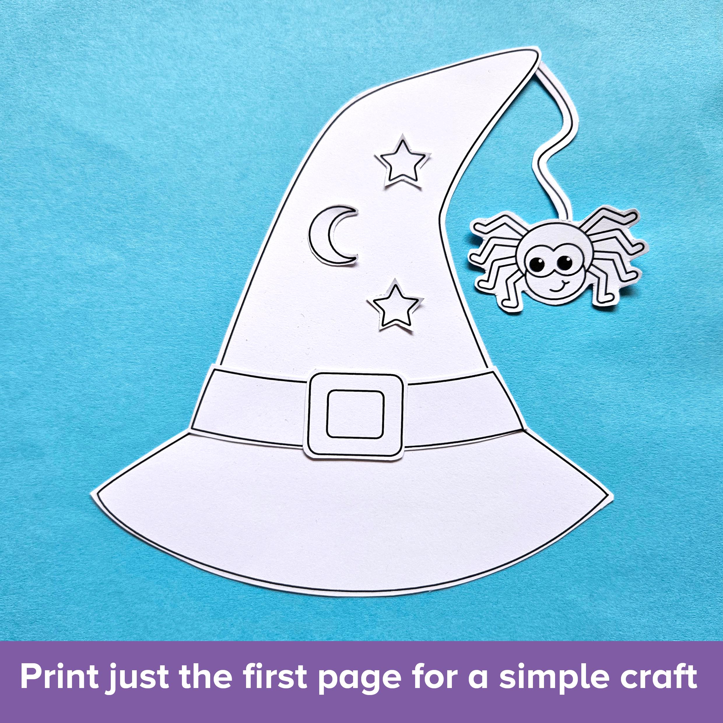 Build a Witch's Hat Cut & Paste Craft, Halloween Party Decoration ...