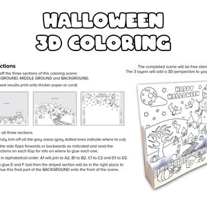 Halloween 3D Coloring Scene Craft, Kids Color and Build Freestanding ...