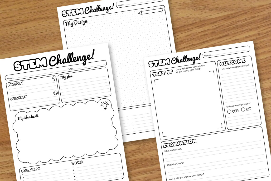STEM Challenge Project Worksheet Planner Children's - Etsy