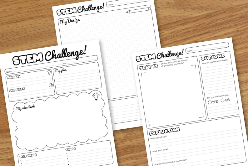STEM Challenge Project Worksheet Planner, Children's Science Activity ...