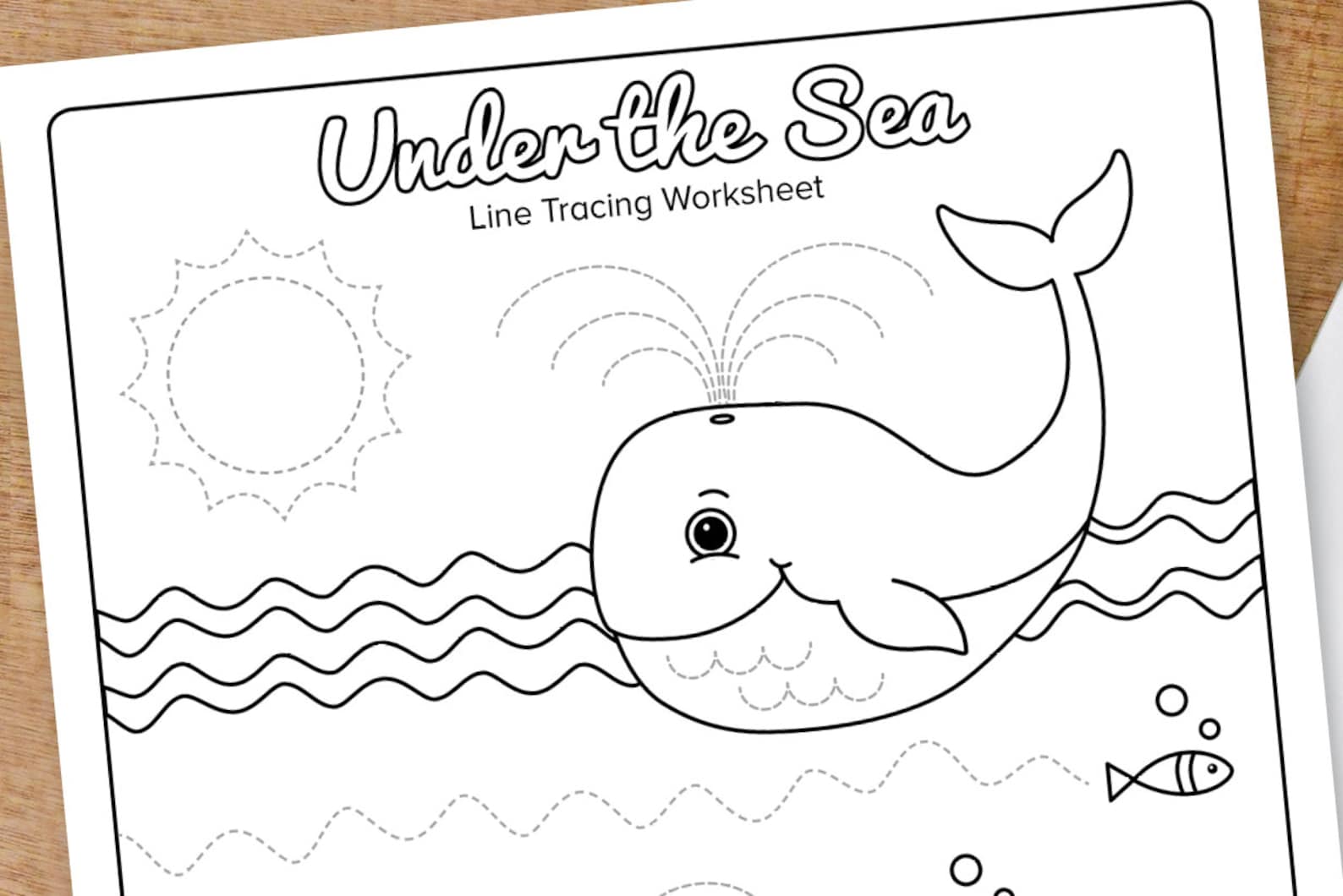 Under the Sea Line Tracing Worksheet, Kids Whale Coloring Pencil ...