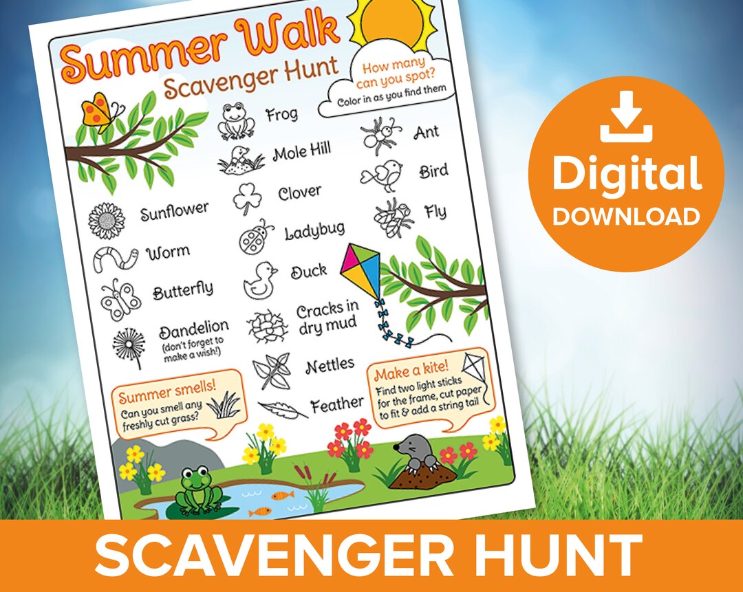 Summer Nature Walk Scavenger Hunt Kids Spot & Color Treasure - Etsy