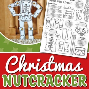 Nutcracker Split Pin Craft, Christmas Cut & Paste Color and Build Kit ...