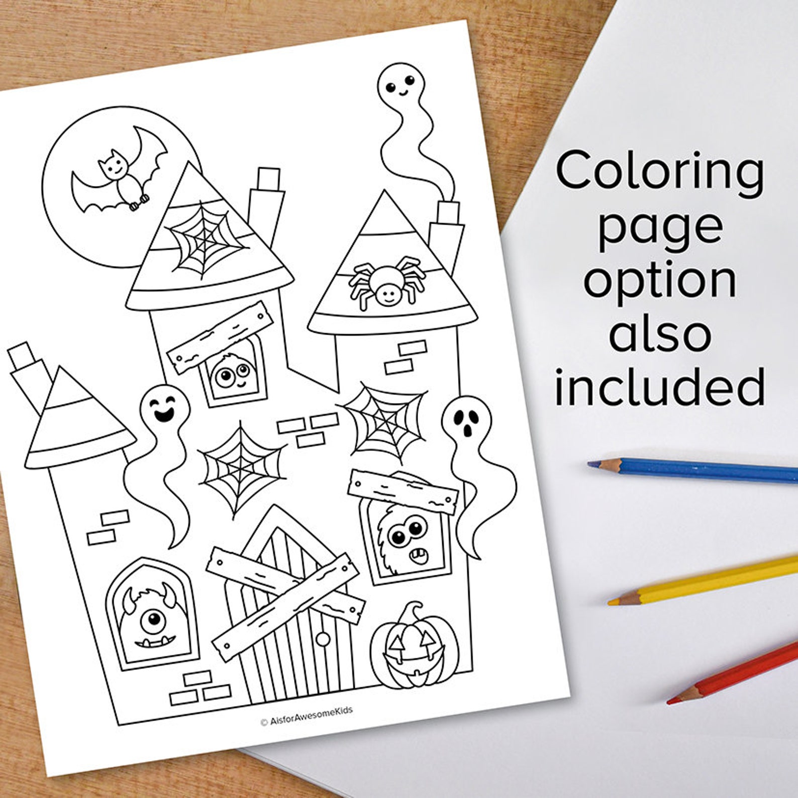 Haunted House Cut & Paste Craft, Build a Halloween Mansion Coloring ...