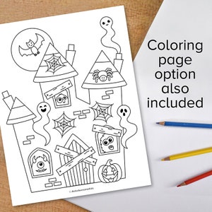 Haunted House Cut & Paste Craft, Build a Halloween Mansion Coloring ...