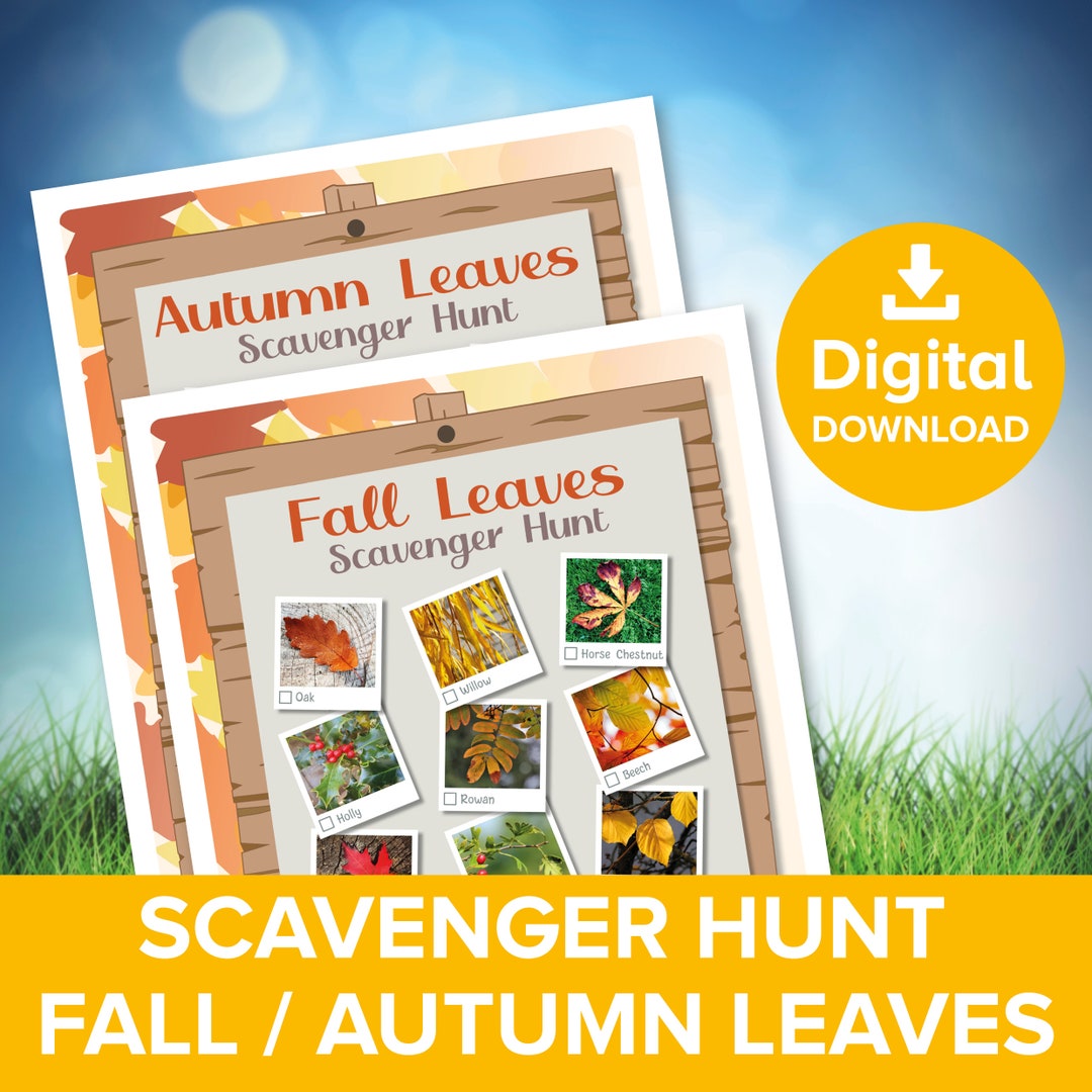 Autumn Fall Leaves Scavenger Hunt, Kids Photo Treasure Trail, Childrens ...
