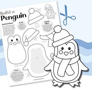 Penguin Cut & Paste Craft, Christmas Color and Build Kit, Paper Doll ...