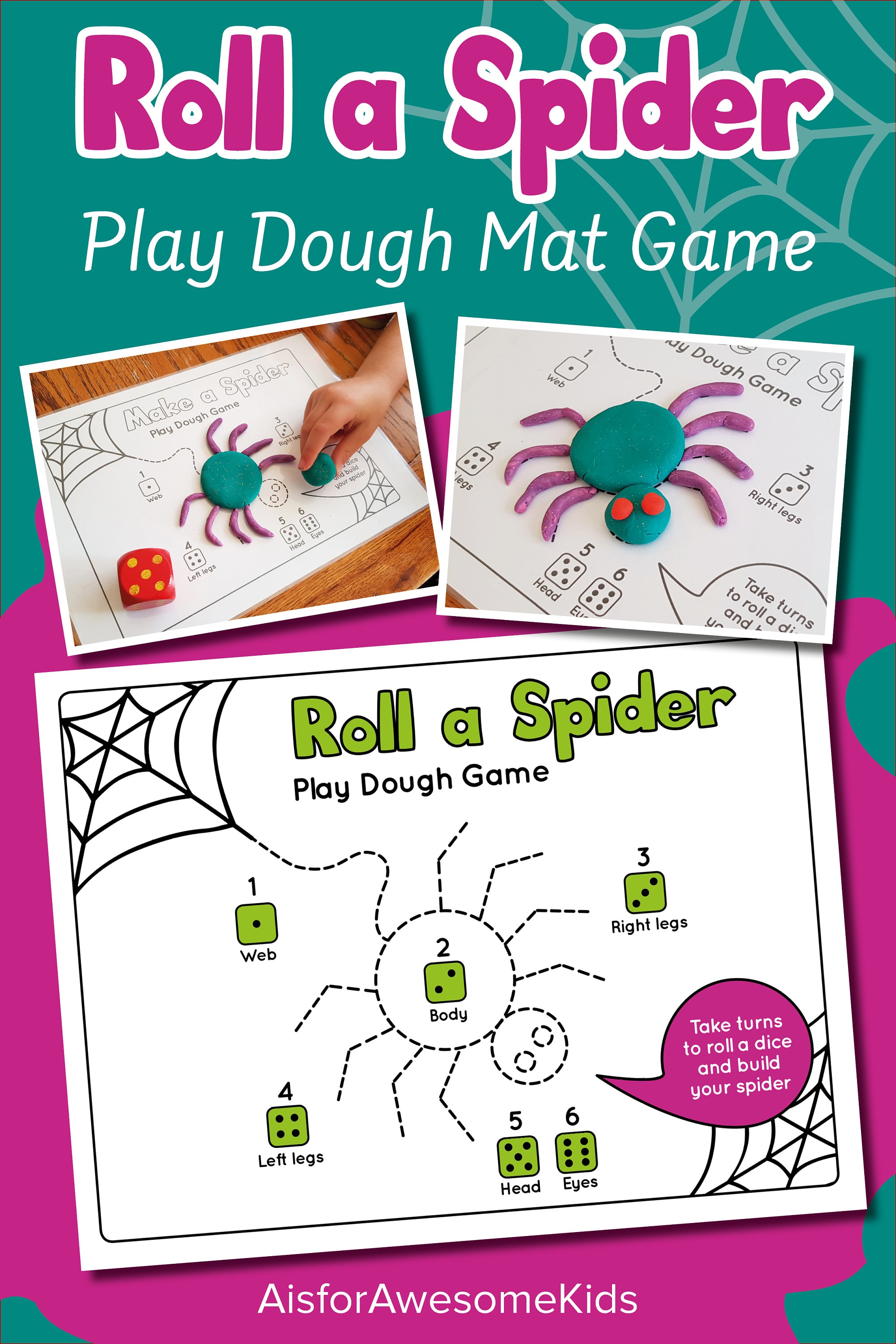 Halloween Play Dough Mat Bundle, Kids Spooky Playdough Doh, Roll a ...