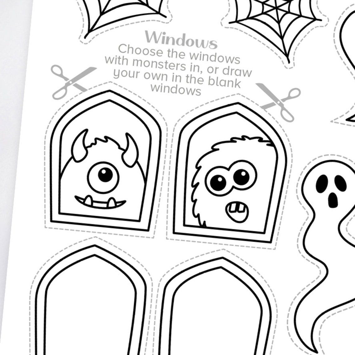Haunted House Cut & Paste Craft, Build a Halloween Mansion Coloring ...
