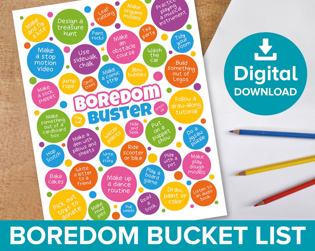 Boredom Buster Summer Bucket List, Kids School Break Activity Planner ...