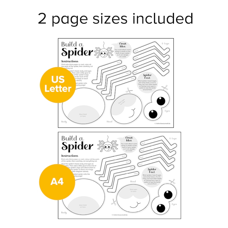 Spider Cut & Paste Craft, Halloween Build a Bug Coloring Kit, Kids ...