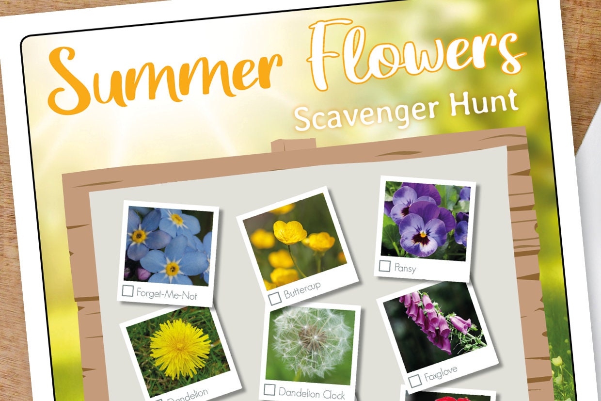 Summer Flowers Scavenger Hunt, Kids Photo Treasure Trail, Childrens ...