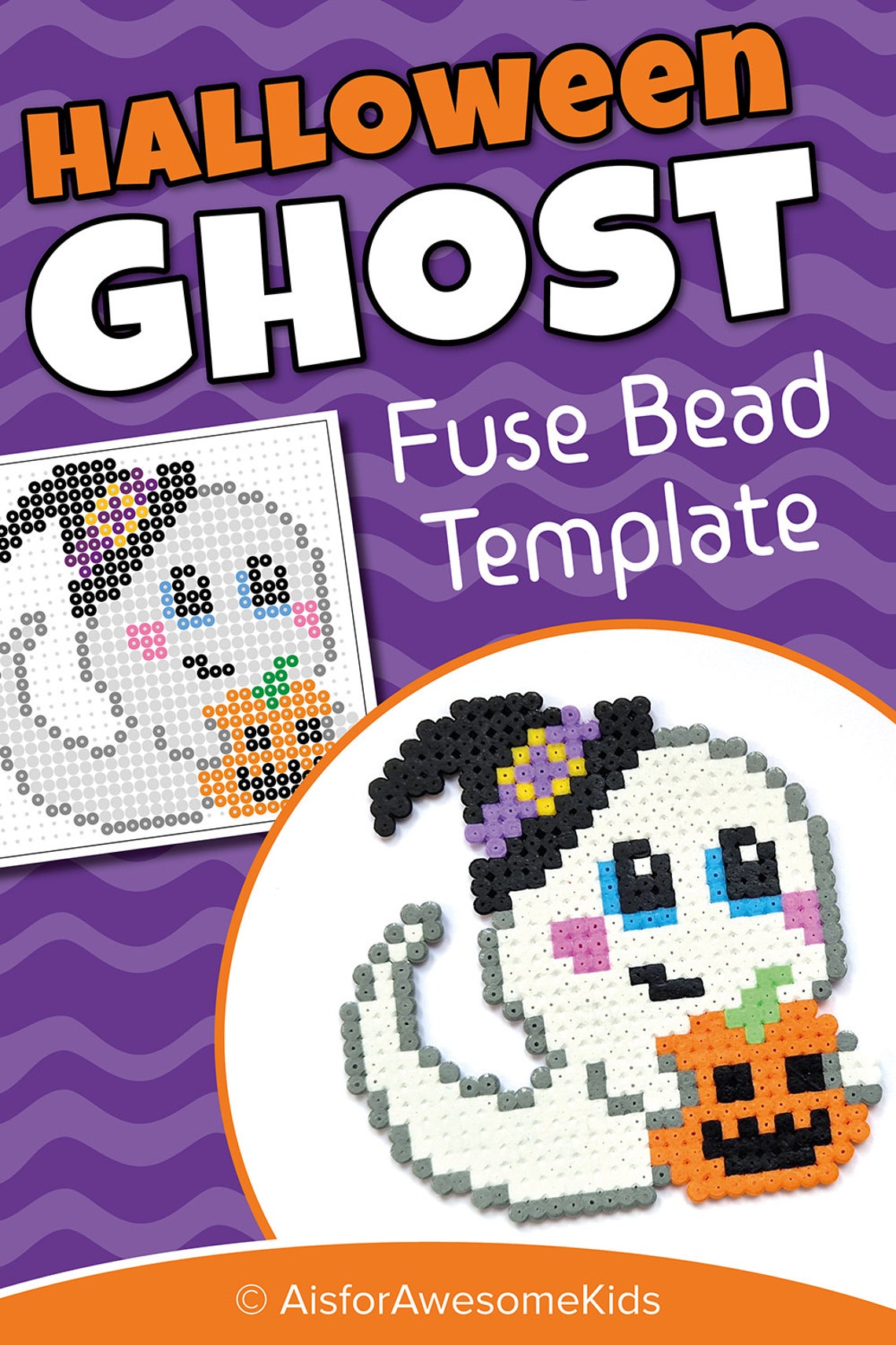 Cute Ghost Fuse Bead Template, Halloween Decor Hama Perler Beads Craft ...