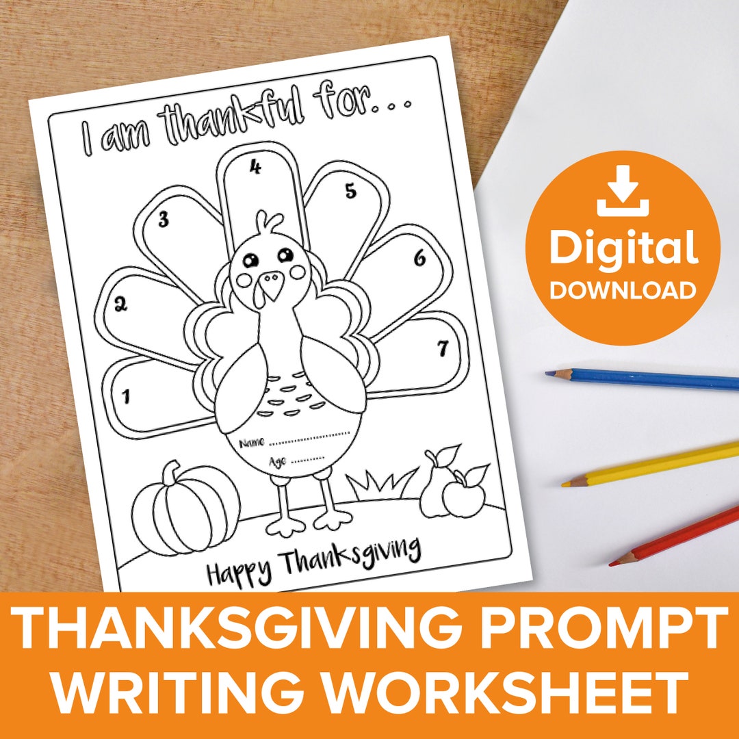 Thanksgiving Writing Prompt Printable, I Am Thankful for Gratitude ...