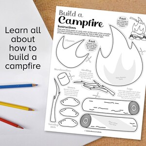 Campfire Cut & Paste Craft Printable, Summer Camping Color and Build ...