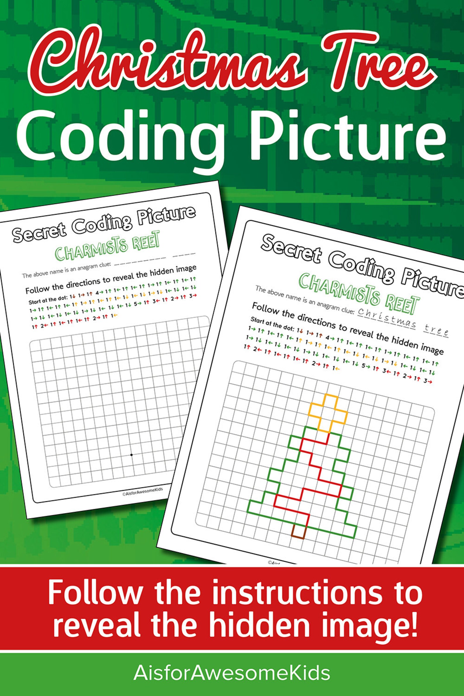 Christmas Coding Worksheets, Xmas Picture Reveal Challenge, Winter ...