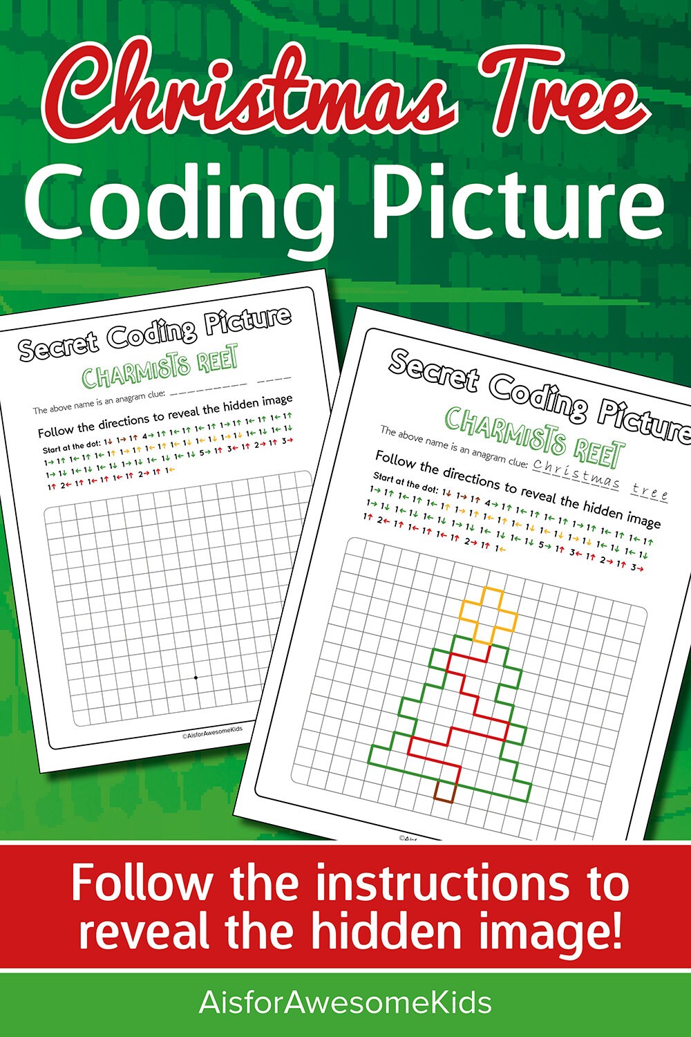 Christmas Coding Worksheets, Xmas Picture Reveal Challenge, Winter ...