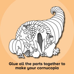 Build a Cornucopia Cut & Paste Craft, Thanksgiving Basket Model, Fall ...
