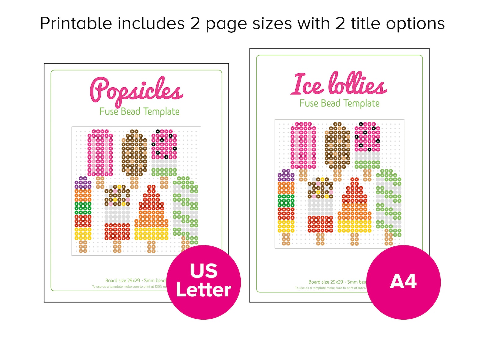 Popsicle Ice Lolly Fuse Bead Template, Hama Perler Pyssla Melty, Summer ...