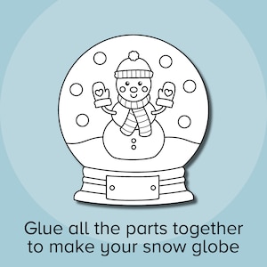 Snow Globe Cut & Paste Craft, Christmas Snow Dome Color and Build Kit ...