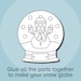 Snow Globe Cut & Paste Craft, Christmas Snow Dome Color and Build Kit ...