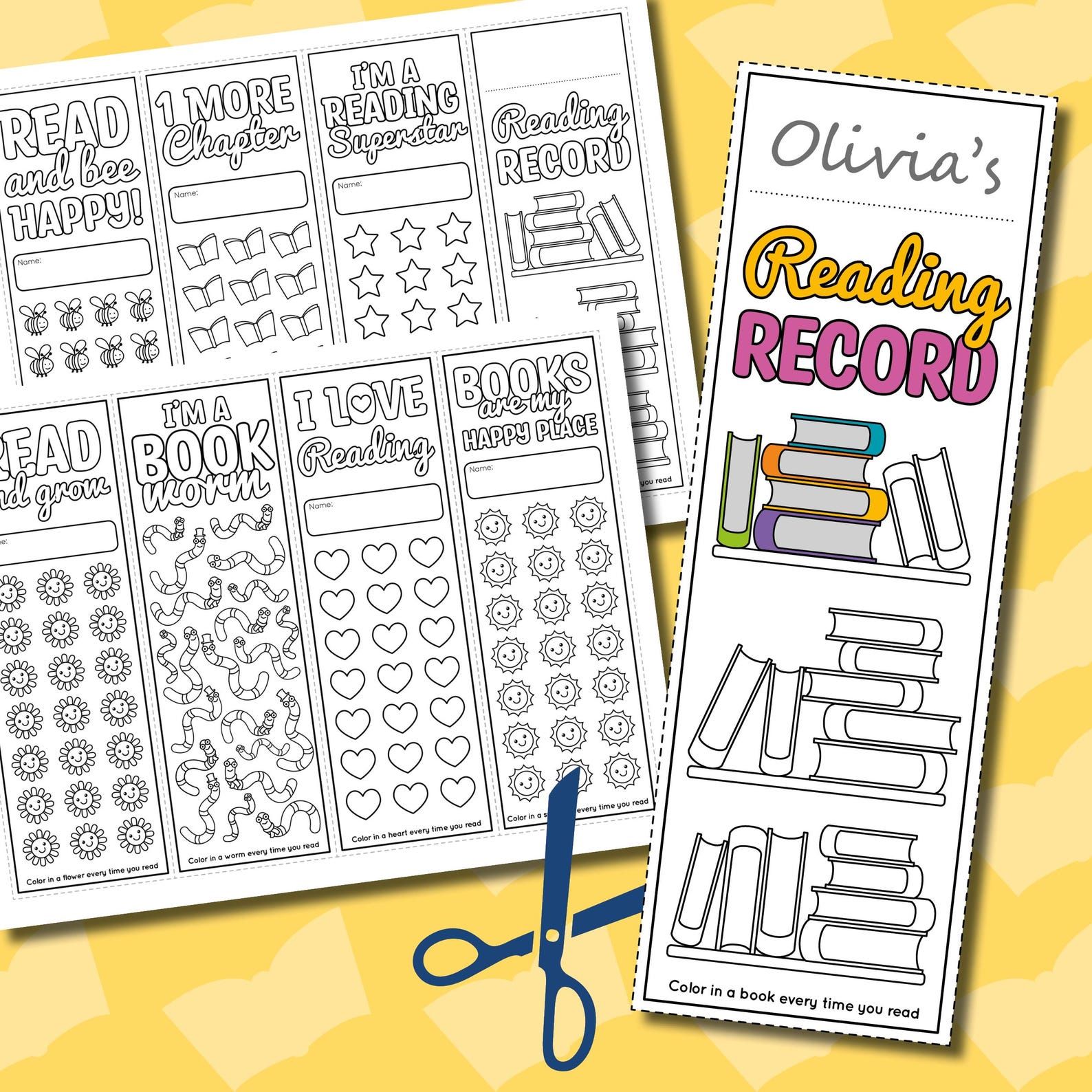 Reading Tracker Bookmarks, Children's Book Challenge Worksheet, Kids ...