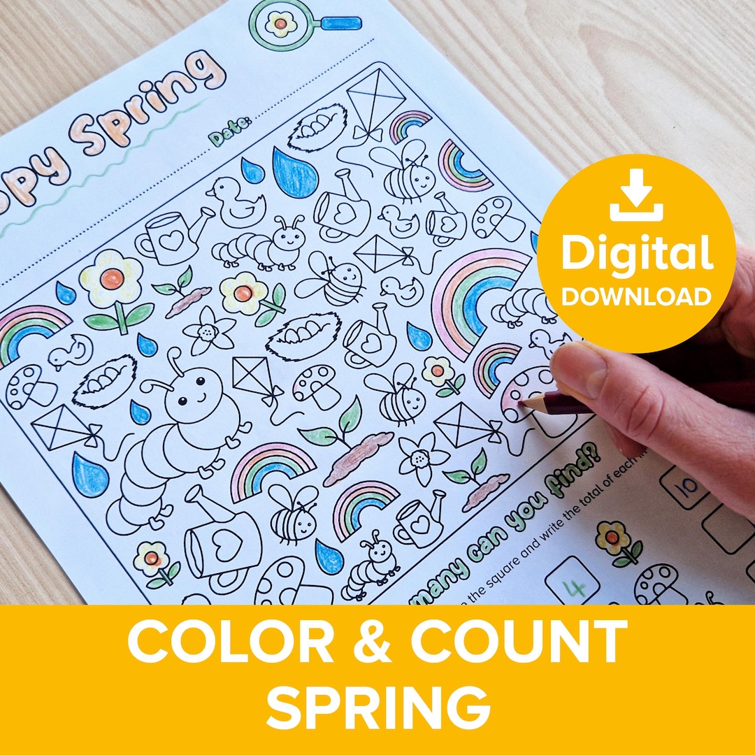 Eye Spy Spring Worksheet, Garden I Spy Spot & Color Challenge ...