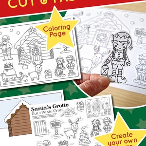 Santa's Grotto Scene Cut & Paste Craft, Build a North Pole Picture ...