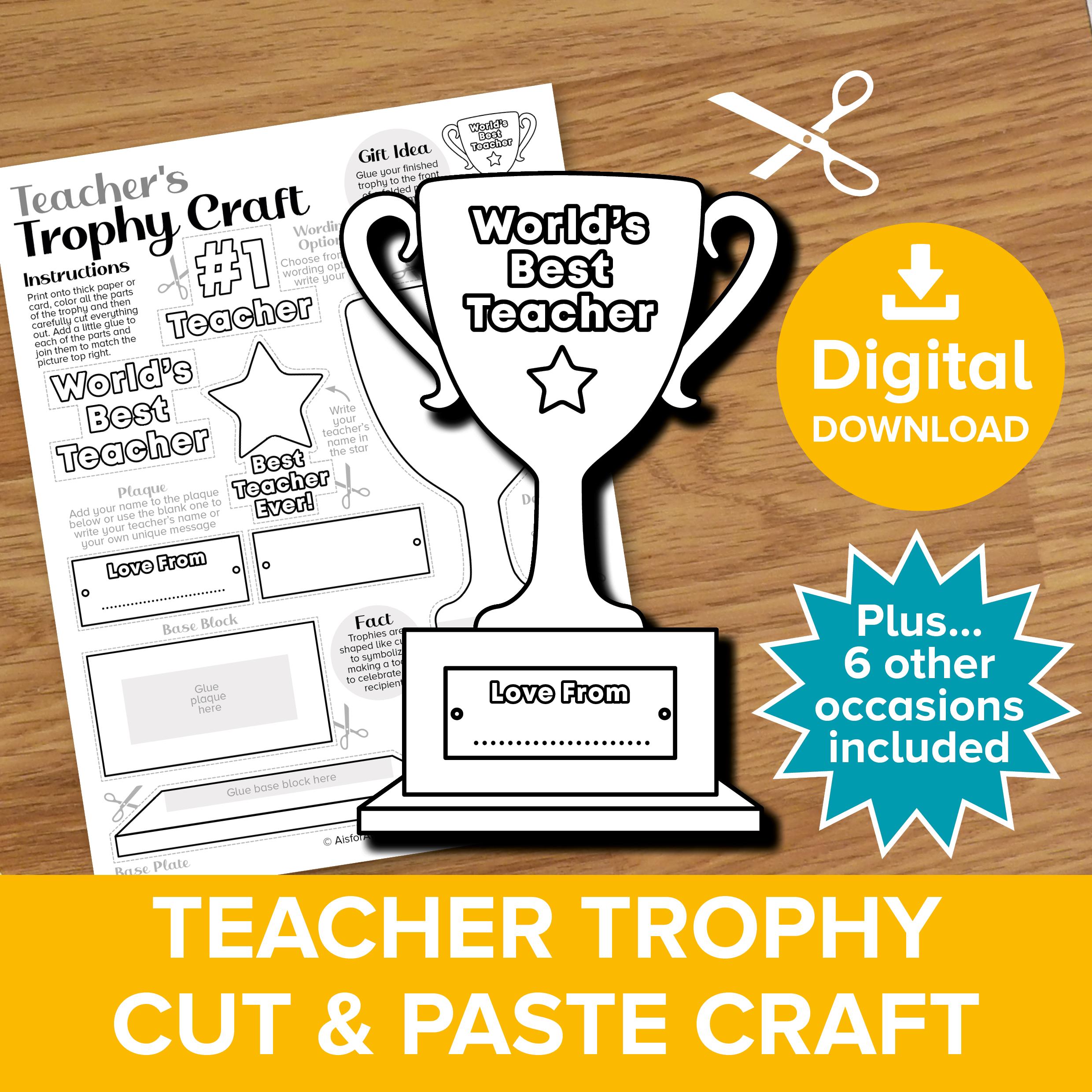 Trophy Cut & Paste Craft Printable, Build a Fathers Day Cup, BFF Winner ...