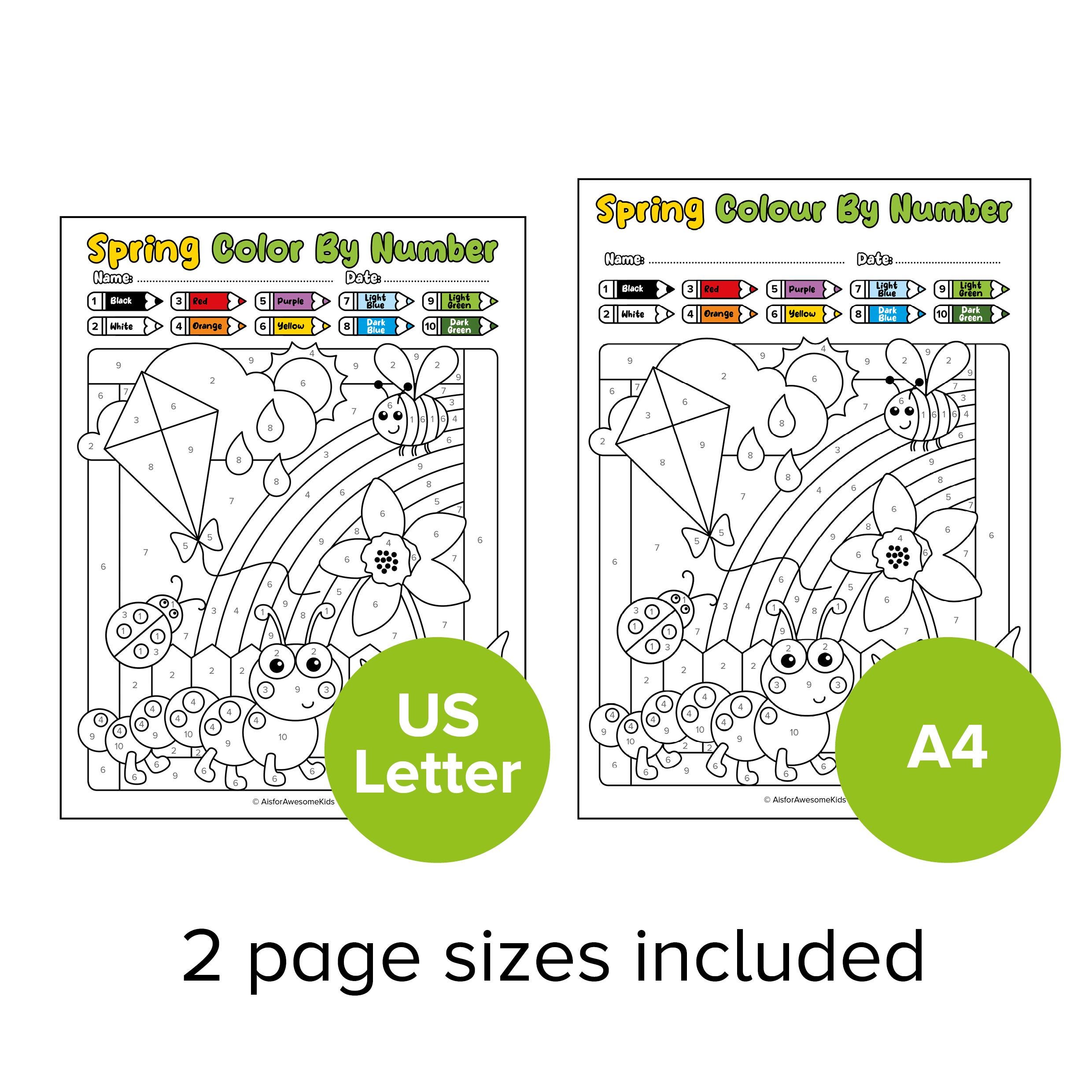 Spring Color by Number Worksheet, Minibeast Garden Picture Reveal ...