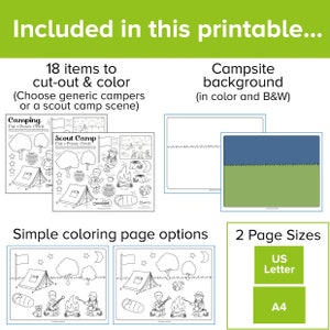 Camping Scene Cut & Paste Craft, Scout Camp Site Coloring Page Activity ...