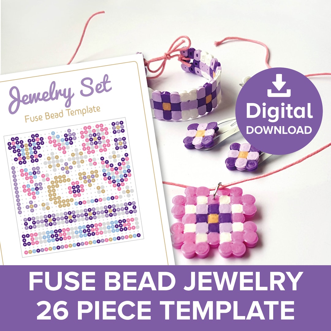 Jewelry Fuse Bead Template Set, 26 Jewellery Pieces Craft Pattern ...