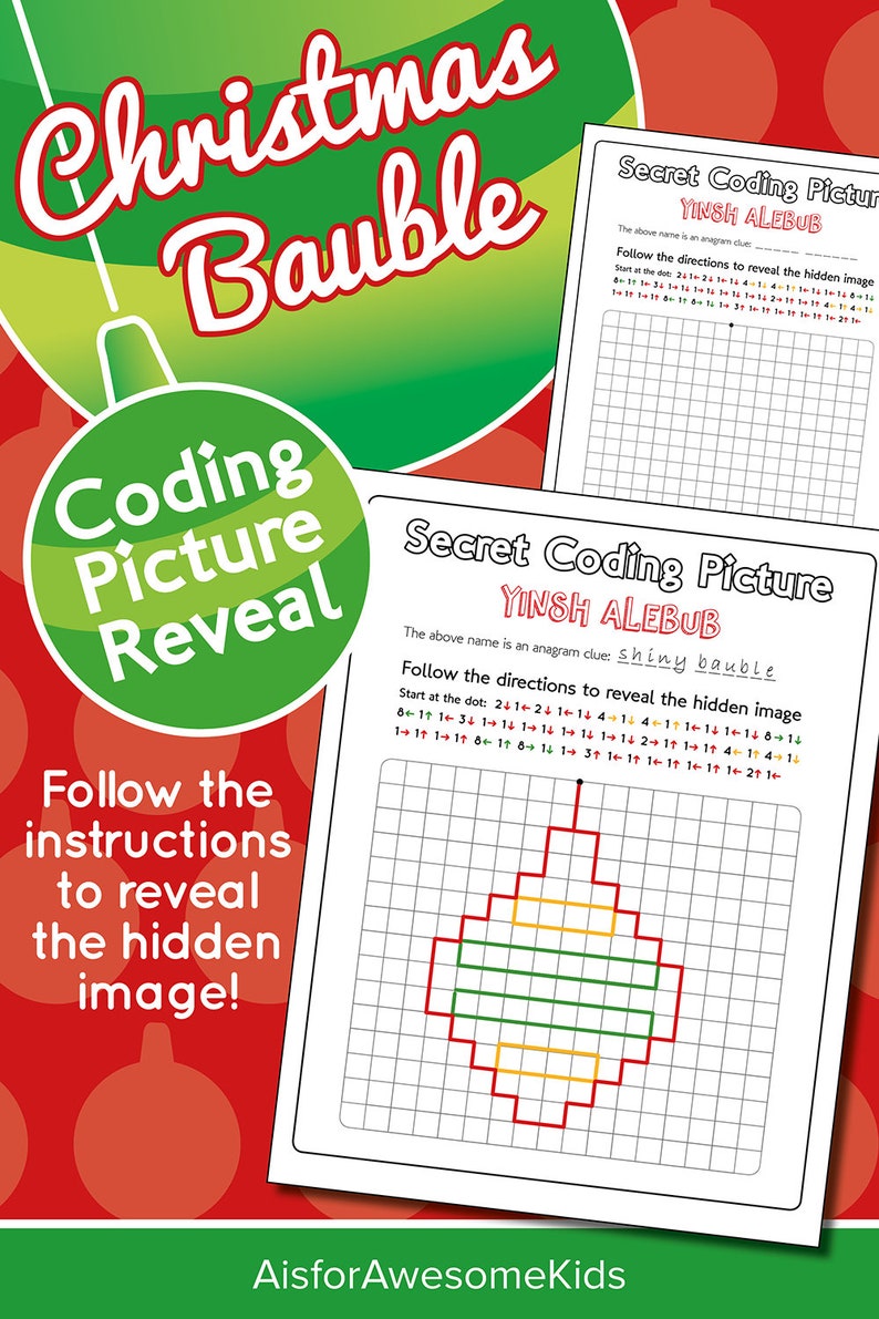 Christmas Coding Worksheets, Xmas Picture Reveal Challenge, Winter ...