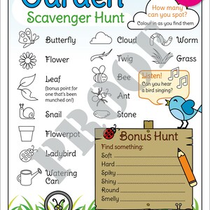 Backyard Scavenger Hunt, Kids Garden Treasure Hunt, Children's Outdoor ...