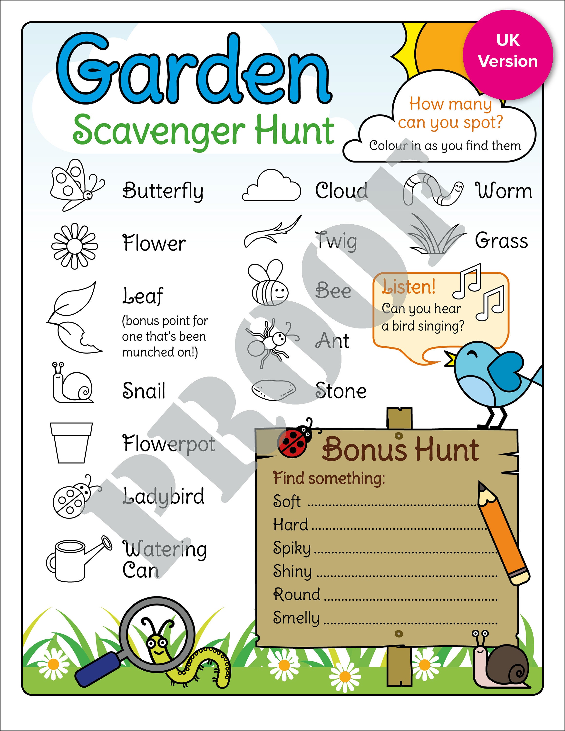 Backyard Scavenger Hunt, Kids Garden Treasure Hunt, Children's Outdoor ...