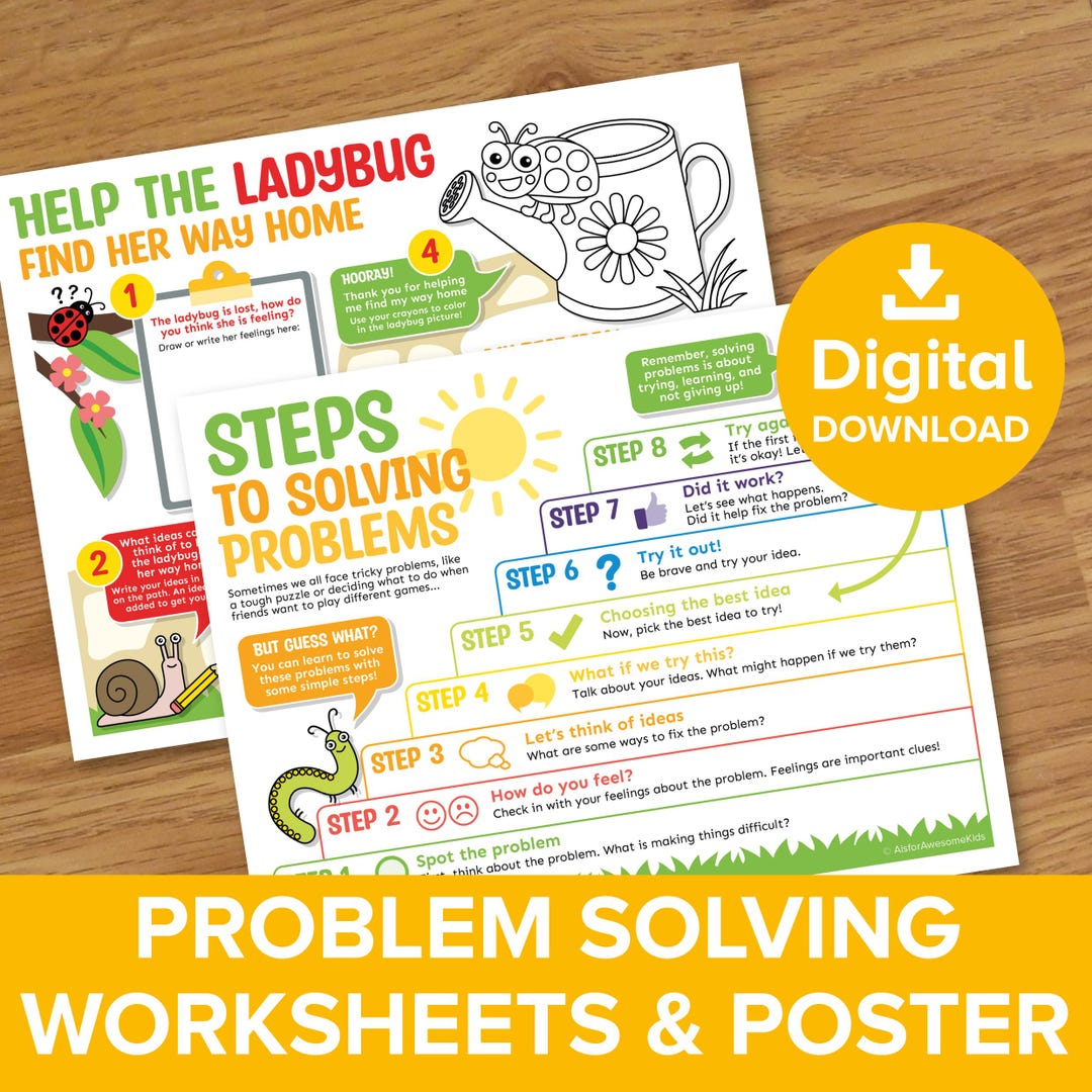 Problem Solving Worksheet Pack, Childrens Mental Health Step-by-step ...